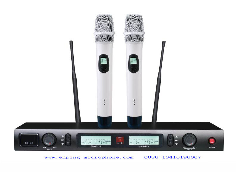 UGX8 wireless microphone system UHF IR selecta ble frequency PLL ...