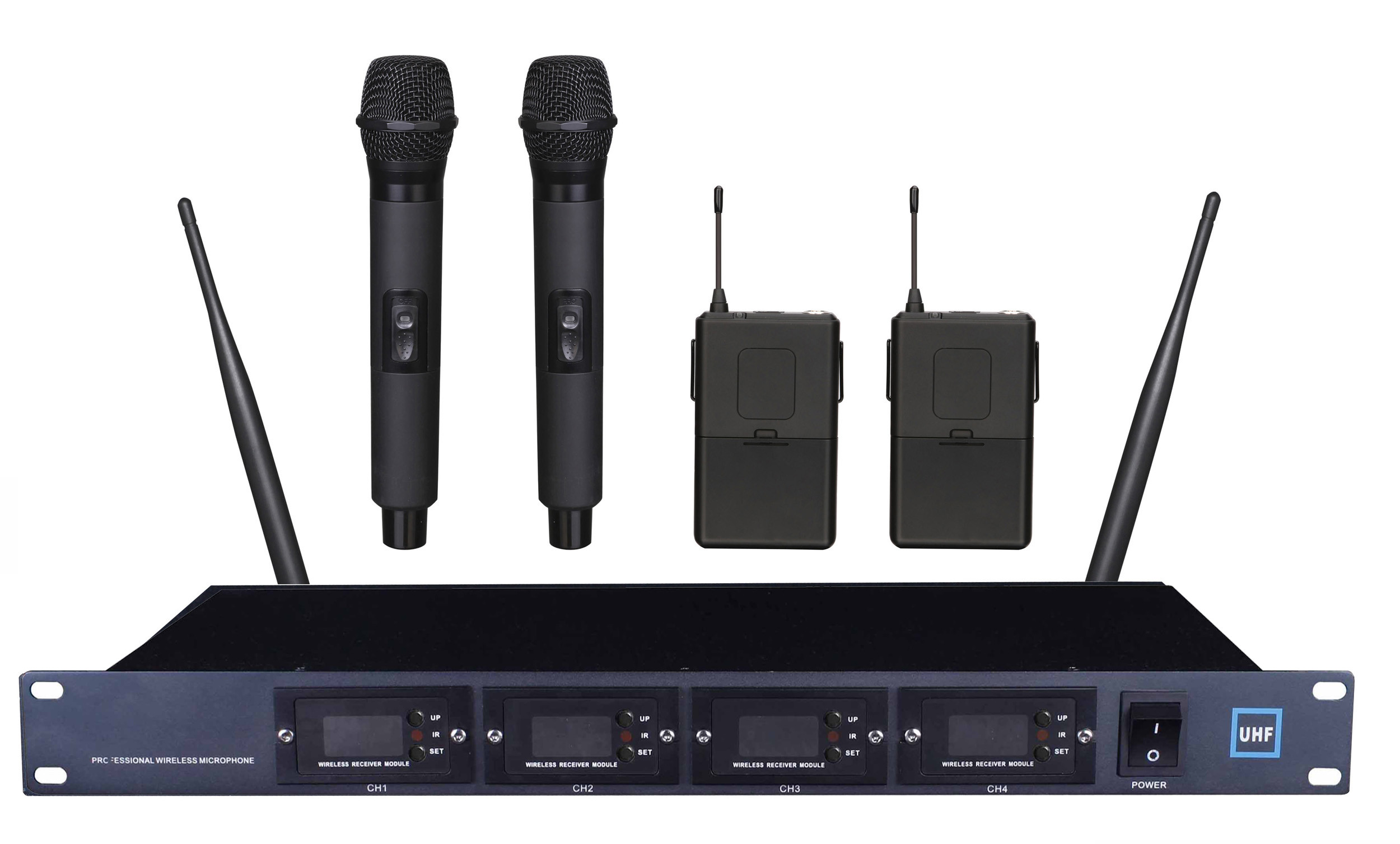 LS- 4600 PRO 4-channels Infrared wireless UHF microphone system with ...