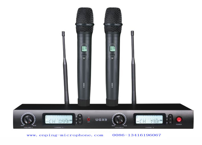 UGX9 wireless microphone system UHF IR selecta ble frequency PLL ...