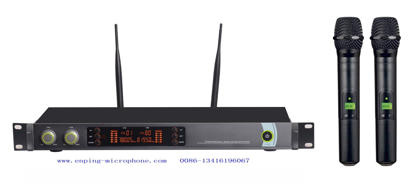 LS-8600 infrared PRO UHF DUAL cordless wireless microphone system PLL ...