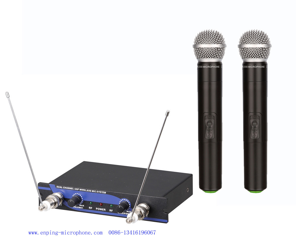 LS-22 cheap price dual channel UHF wireless microphone with lavalier ...