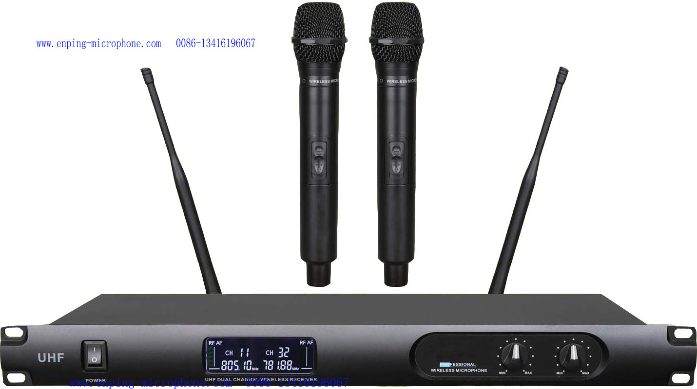 LS-7410 UHF fixed frequency wireless microphone system with Pro dual Mics & LCD blacklight ...