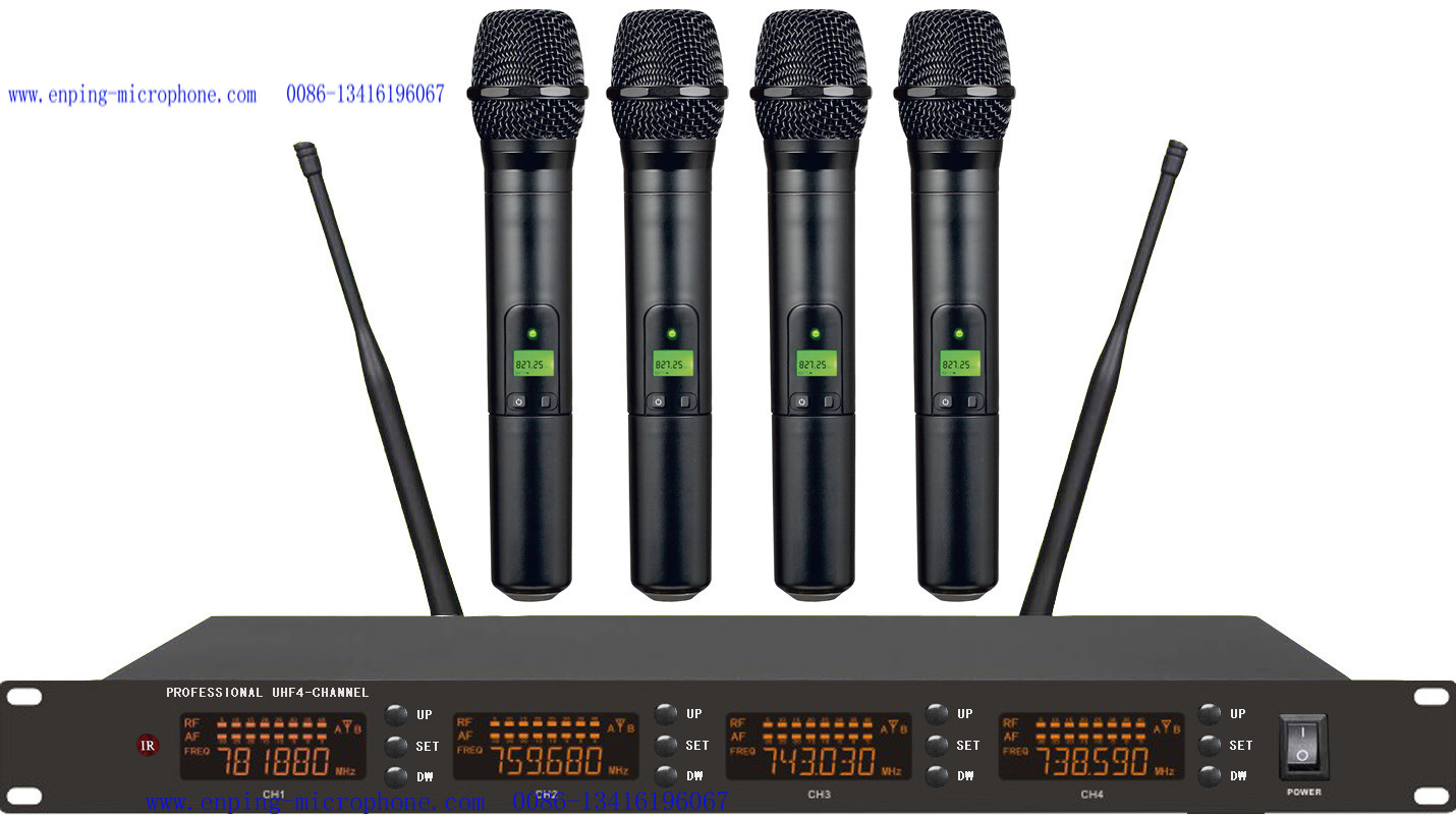 LS-4900 4 channels UHF selectable frequency wireless microphone system ...