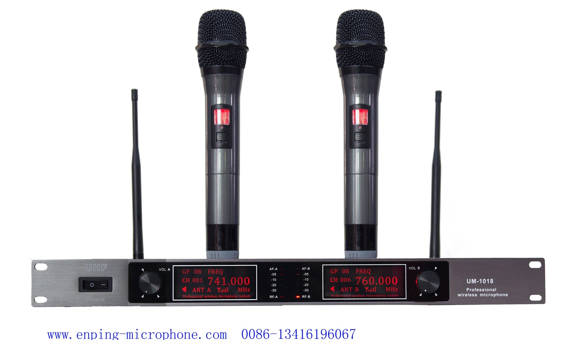 UM-1018 professional double channel VHF wireless microphone with screen ...