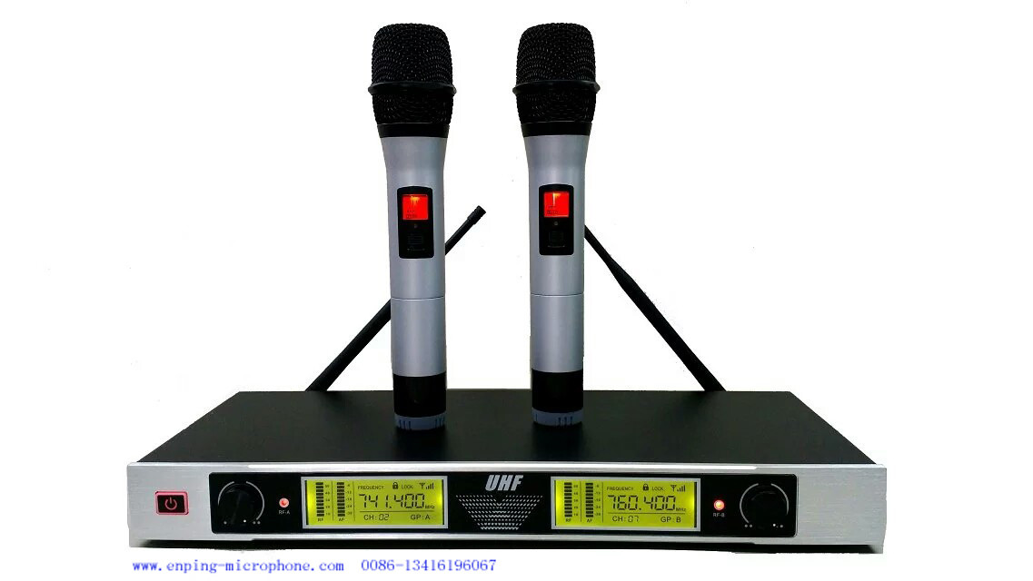 UM-1019 professional double channel VHF wireless microphone with screen ...