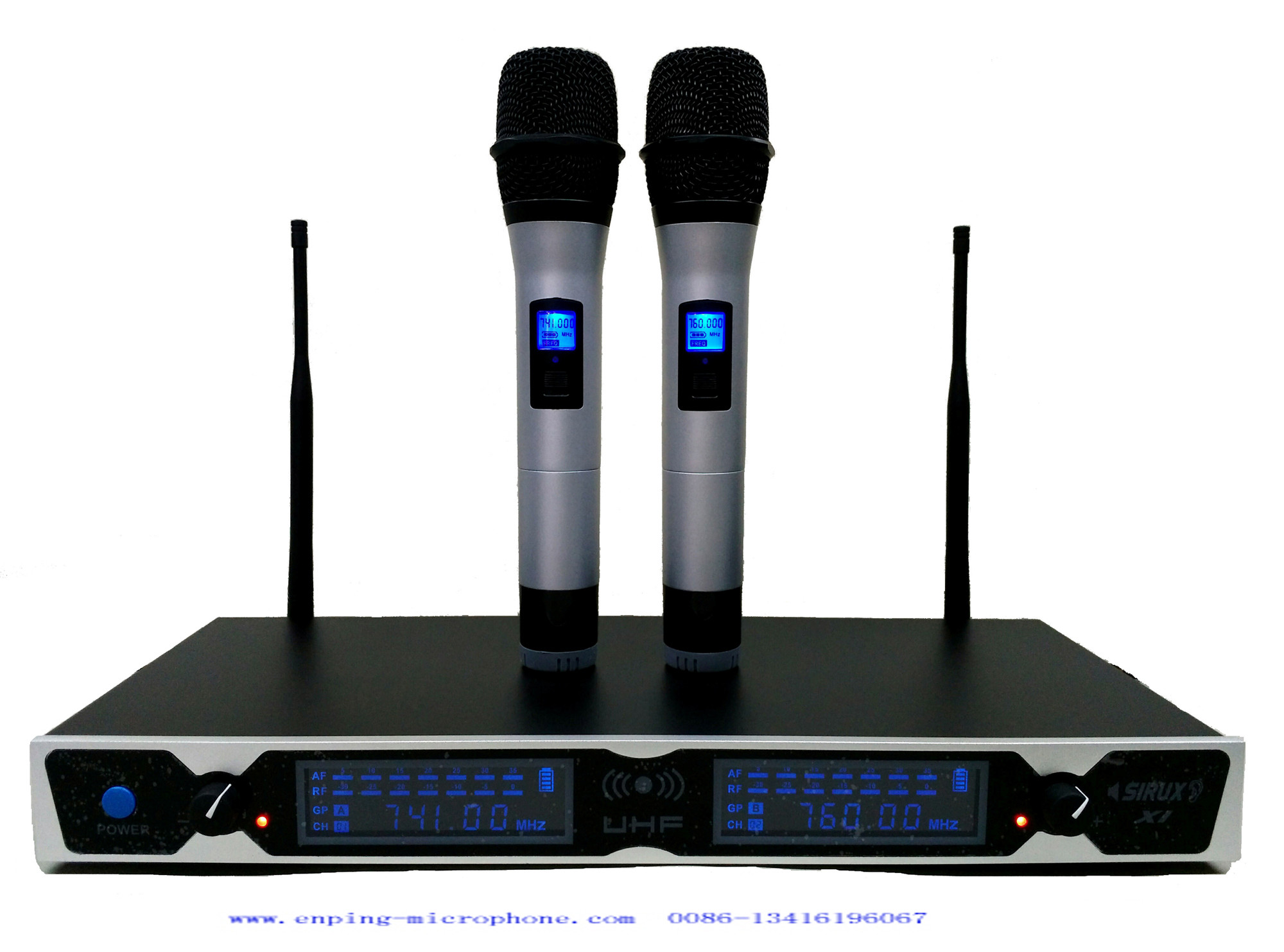 X1 professional double channel VHF wireless microphone with screen ...