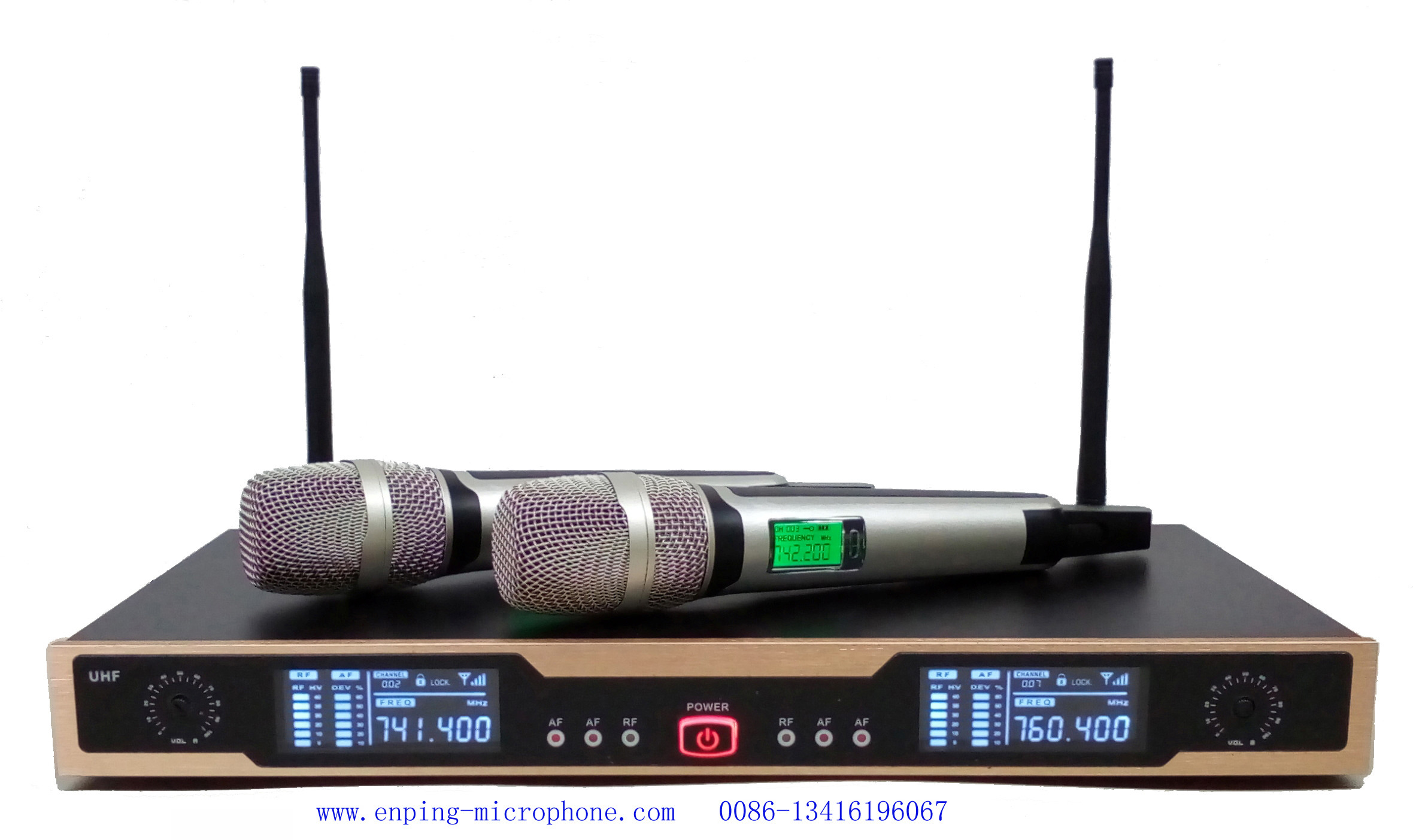 SR-328 professional double channel VHF wireless microphone with screen ...