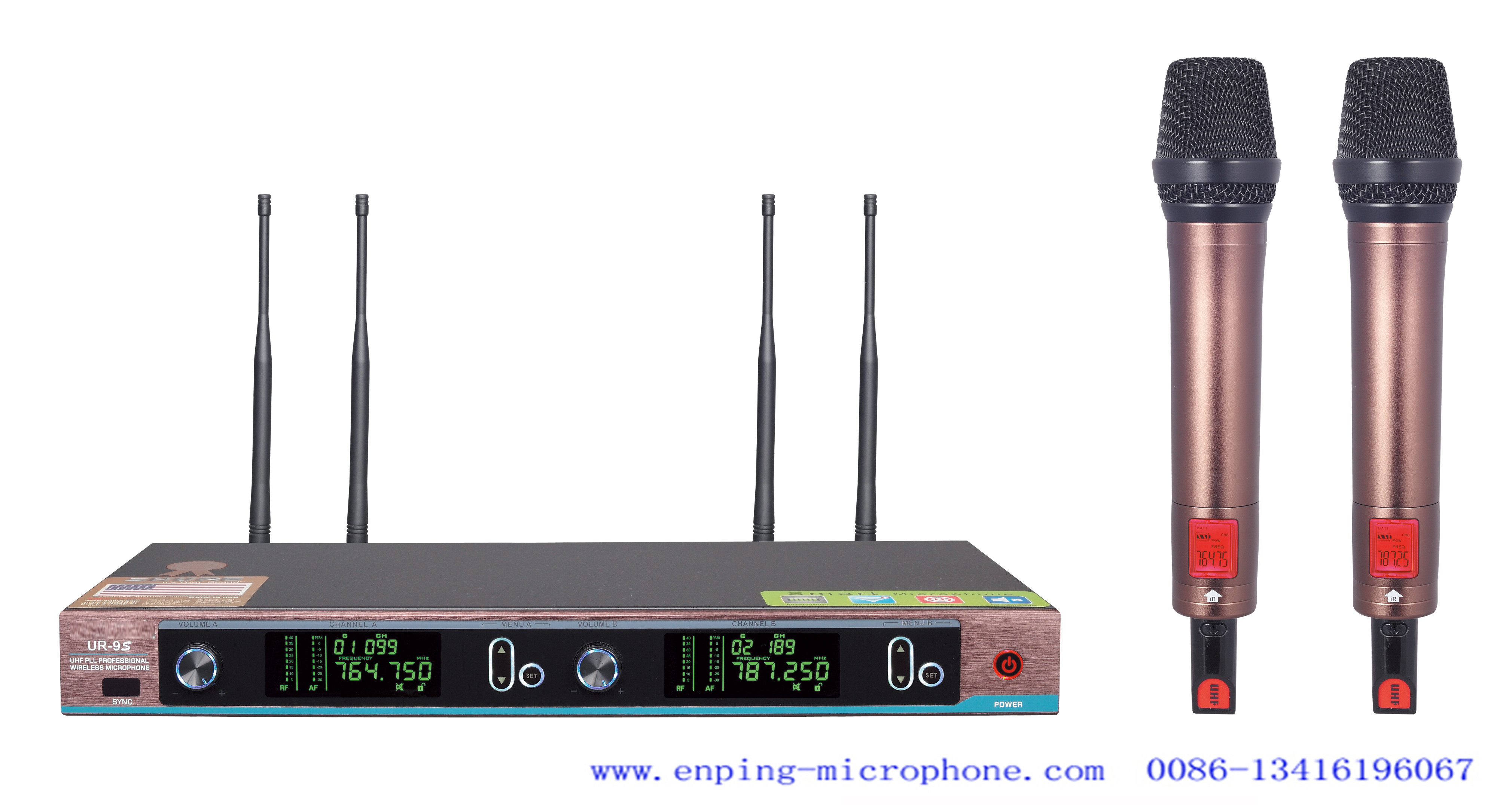 UR-9S/ UHF wireless microphone system with IR selectable frequency and automatic power-off ...