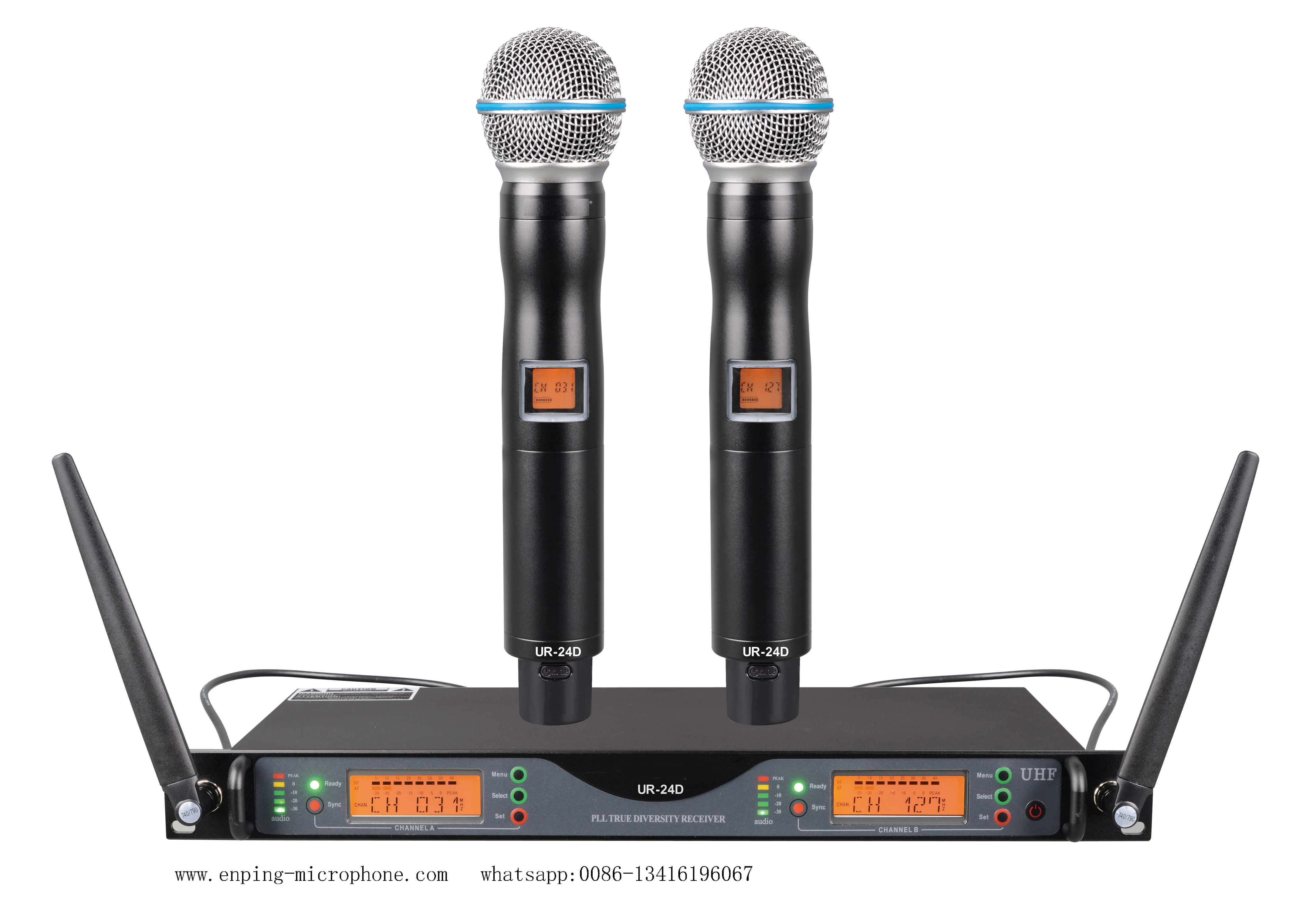 UR-24D/ HIGH QUALITY TRUE DIVERSITY UHF wireless microphone system with ...
